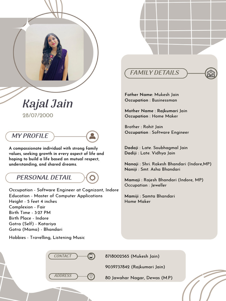 Kajal Jain Biodata | PDF