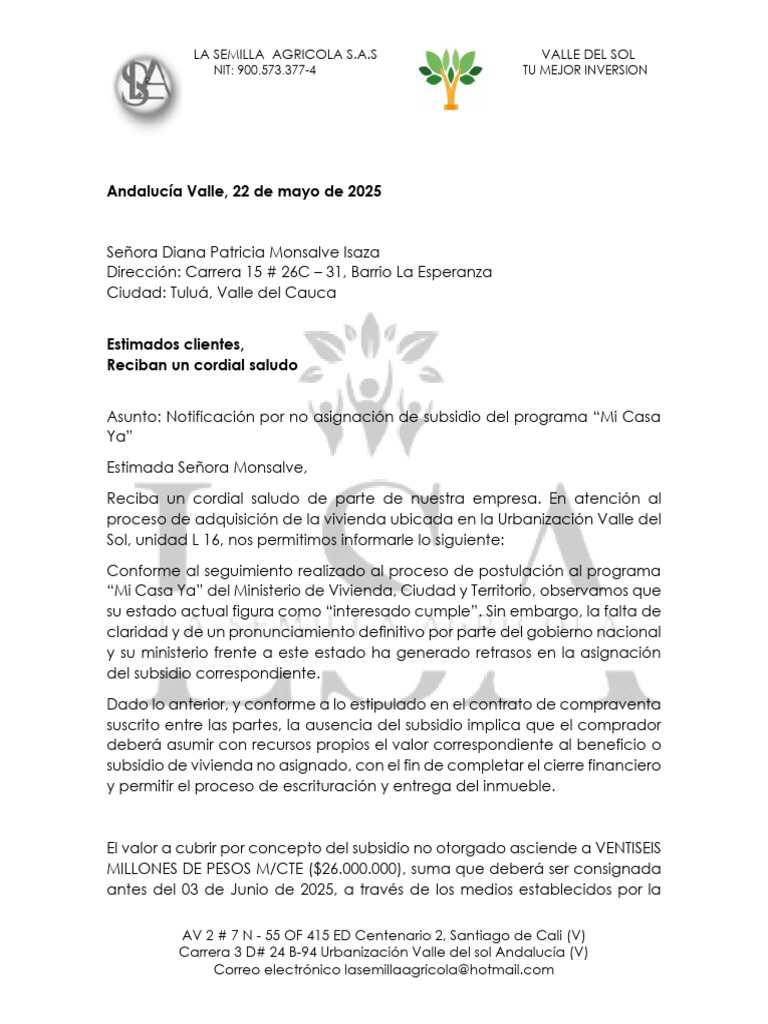 Comunicado 005 La Semilla-6 | PDF