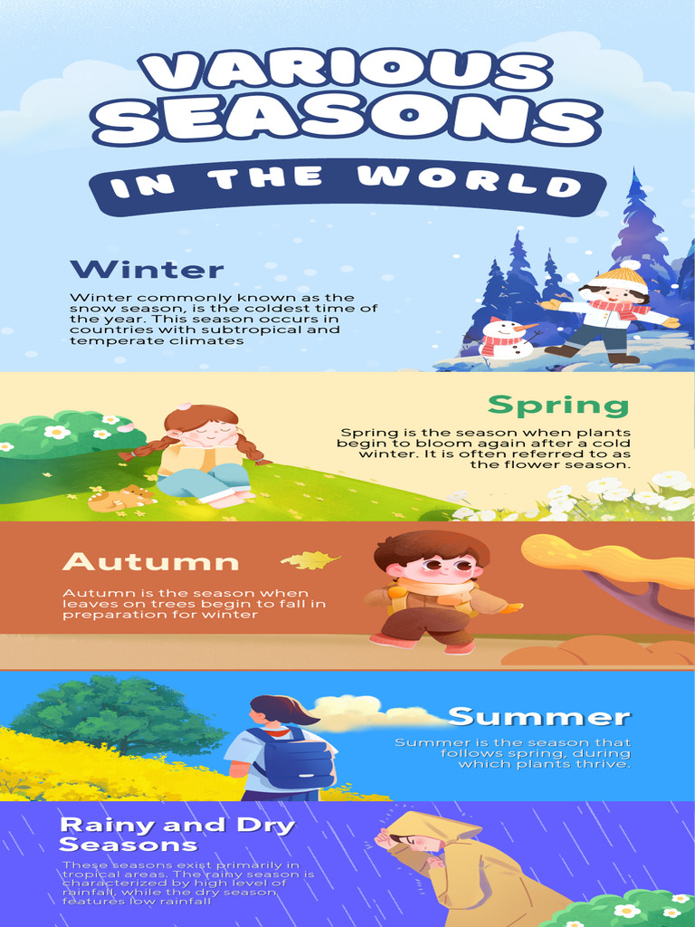 Colorful Illustration Various Seasons in The World Infographic ...