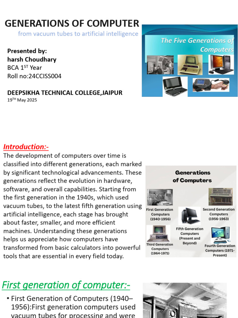 Presentation On Gen of Computer | PDF | Integrated Circuit | Computer Architecture