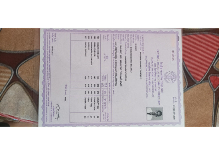 Class 10 Marksheet | PDF