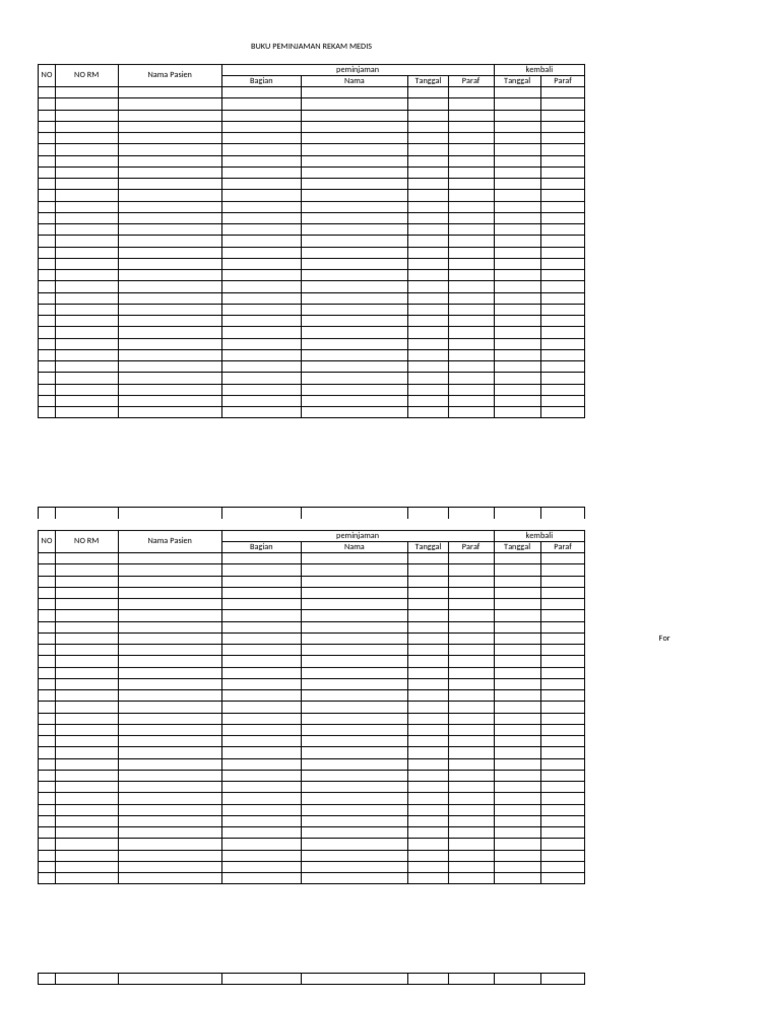 format peminjaman rekam medis | PDF