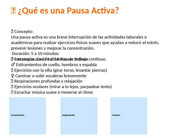 Pausa Activa Presentacion Con Imagenes | PDF