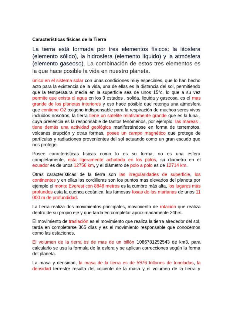 Características Físicas de La Tierra | PDF | Tierra | Atmósfera