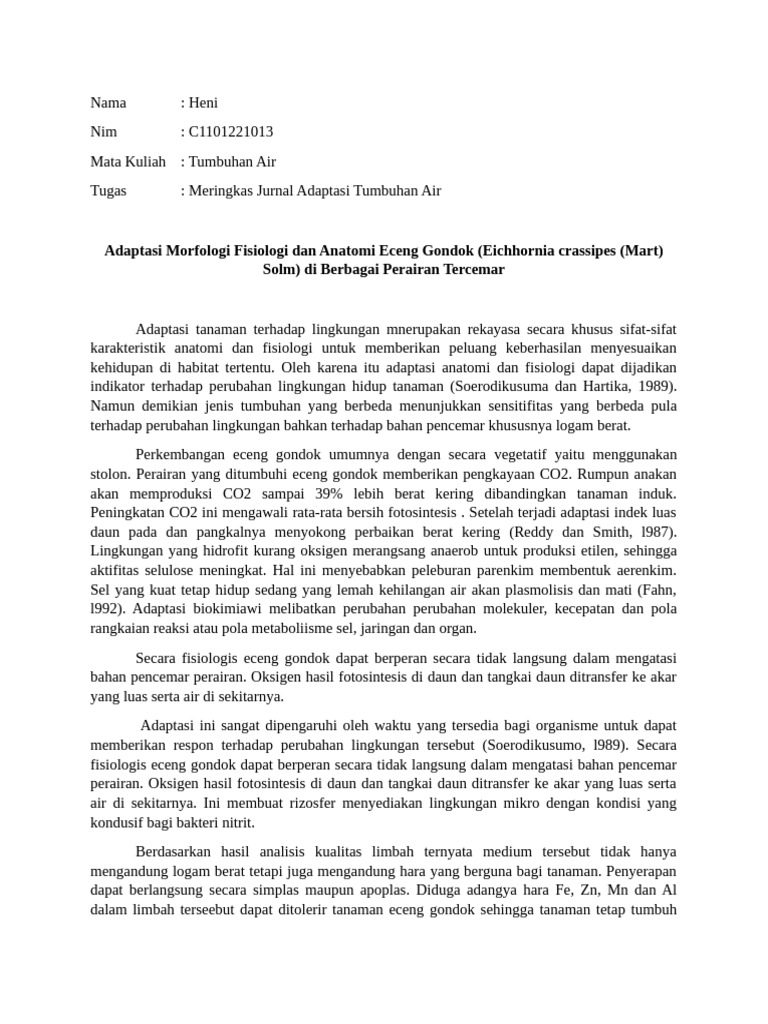 Tumbuhan Air Eceng Gondok | PDF