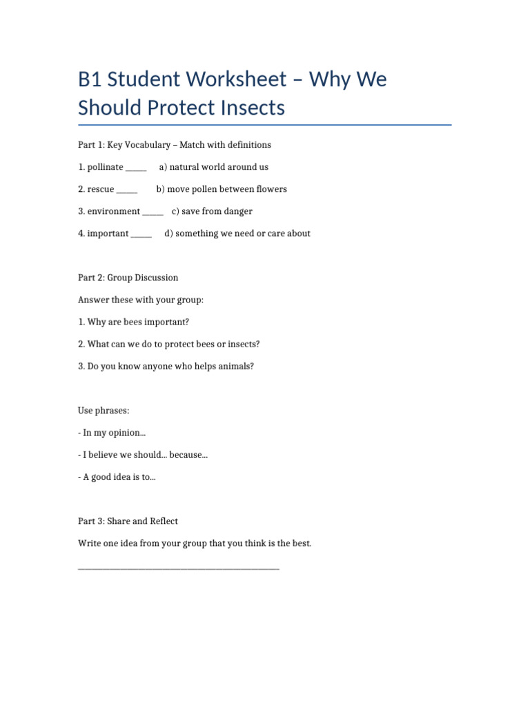 B1 Animal Protection Worksheet | PDF