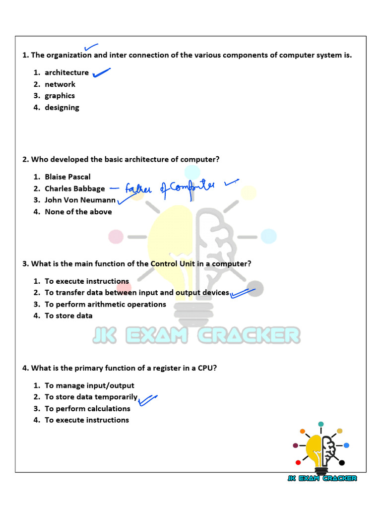 Organisation of Computer & Cpu MCQS - 50168781 - 2025 - 04 - 07 - 10 - 38 | PDF | Central ...