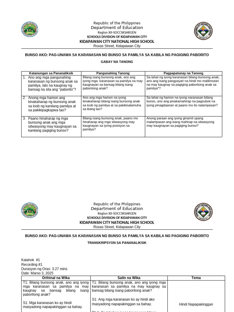 TRANSKRIPSYON-SA-PANANALIKSIK-GROUP-2-H-Fernandez | PDF