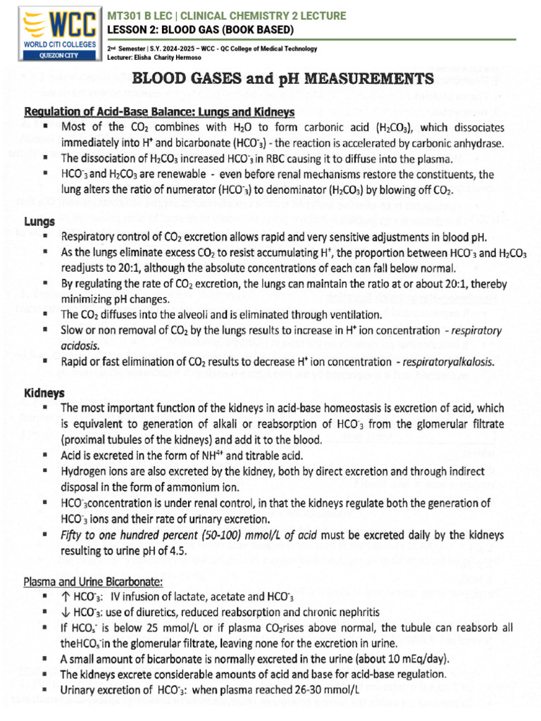 CC2-LEC MIDTERM - L2 - Blood Gas Cont | PDF
