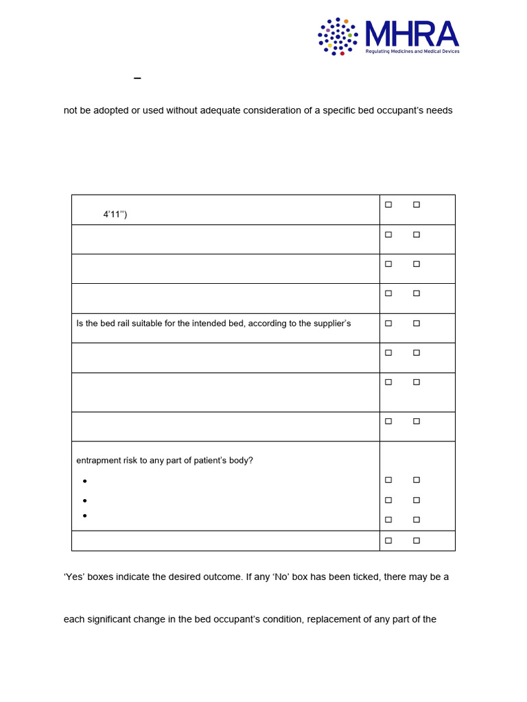 ADULT Entrapment - Risk - Assessment - Checklist | PDF | Bed | Risk