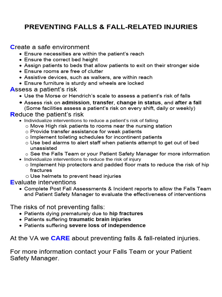 Care Preventing Falls & Fall-Related Injuries | PDF