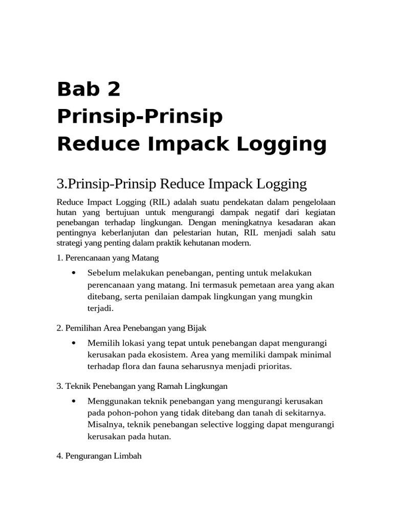 BAB 2 Prinsip Prinsip Reduce Impack Logging (RIL), Daniel Panjaitan | PDF
