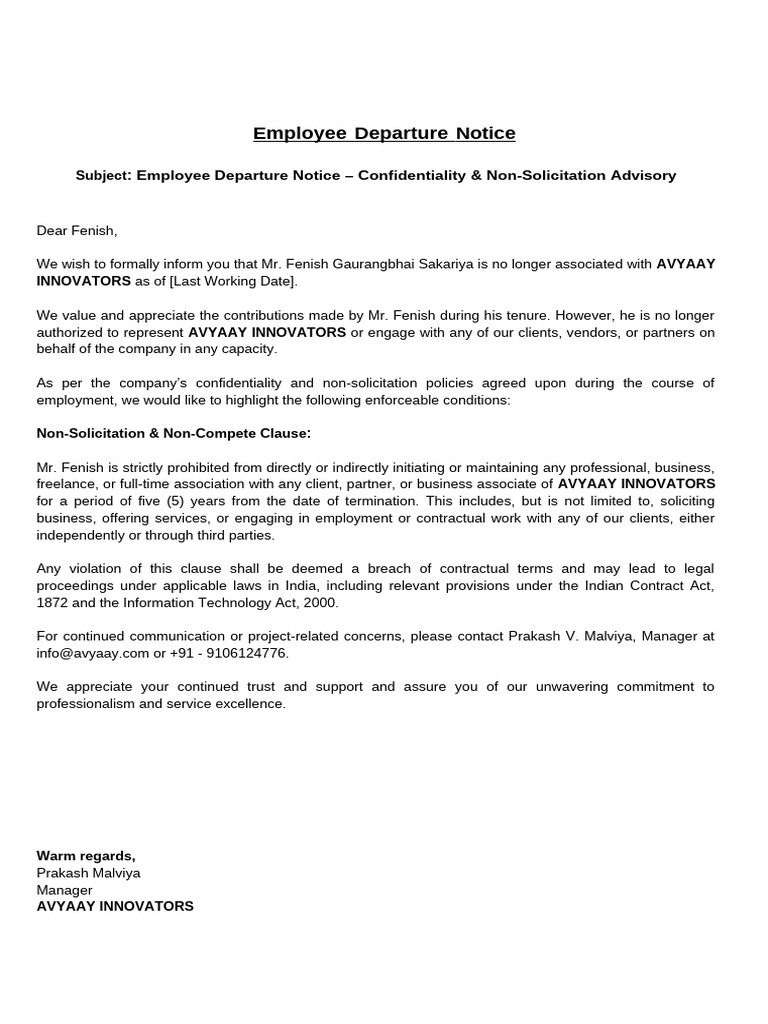 Employee Departure Notice | PDF