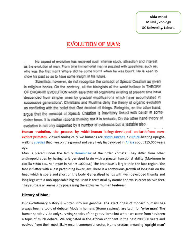 Human Evolution: From Ancestors to Homo Sapiens | PDF | Human Evolution ...