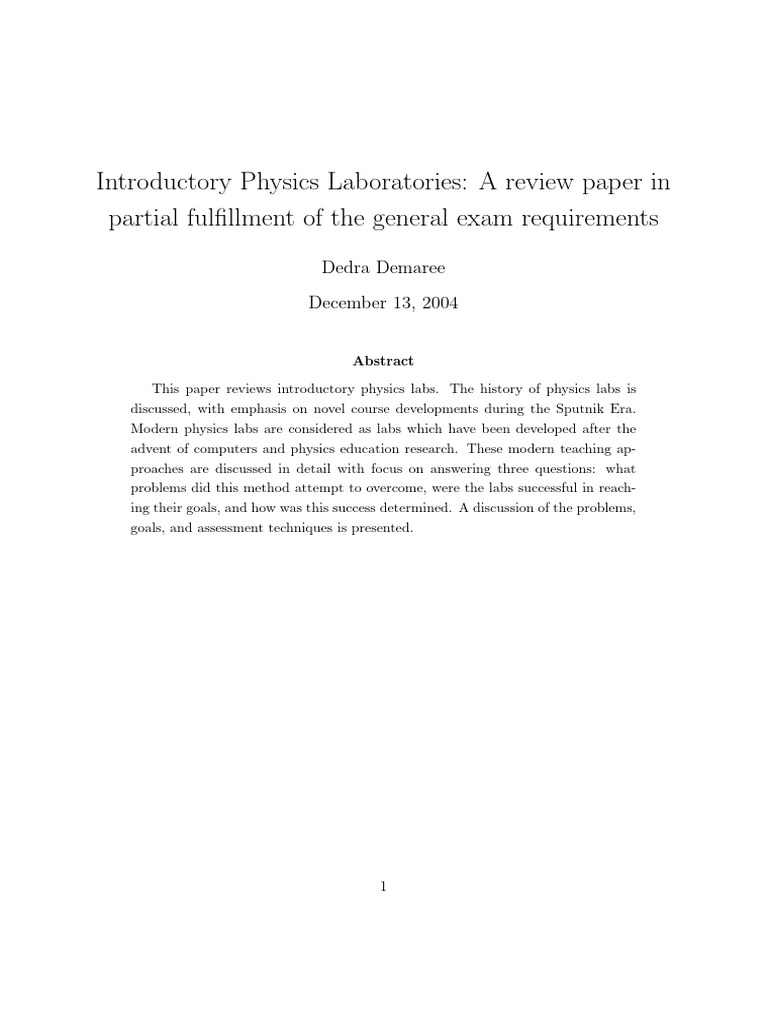 Review of Introductory Physics Labs | PDF | Experiment | Curriculum