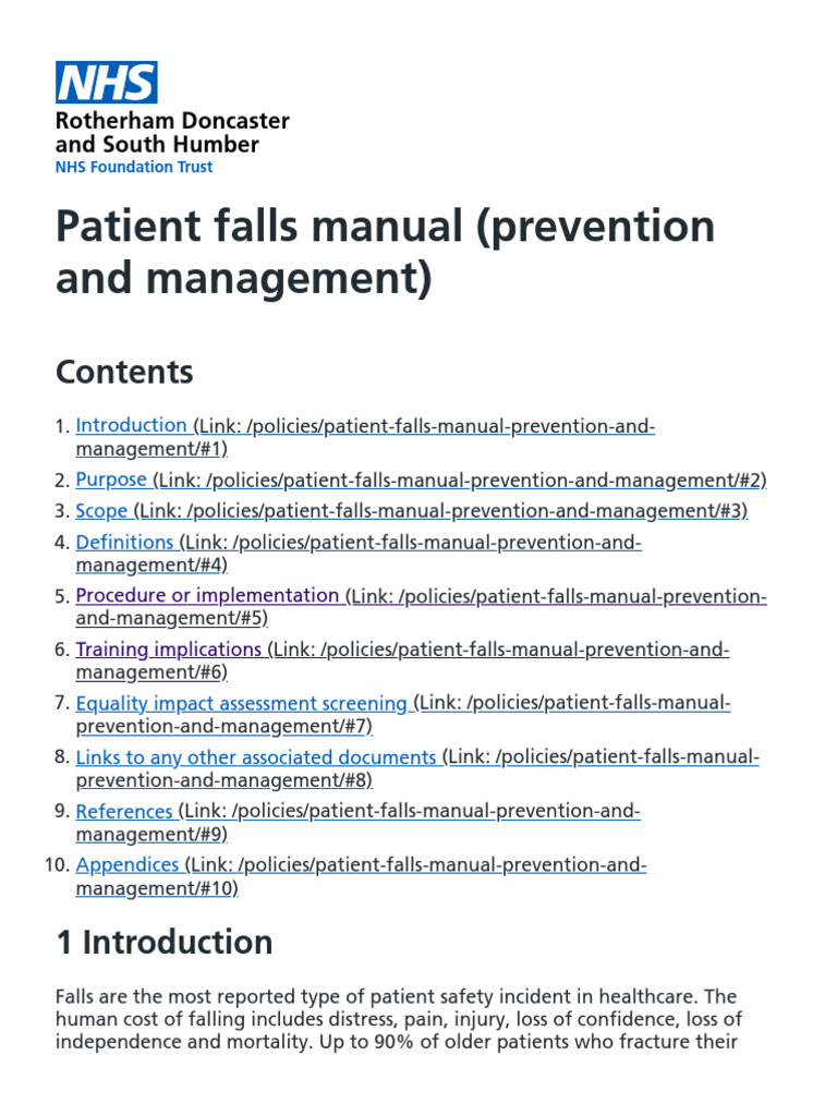 Patient Falls Manual Prevention and Management) | PDF | Osteoporosis ...