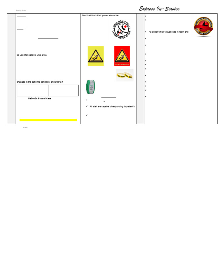Patient Falls Prevention Plan - Express Inservice | PDF | Medical ...