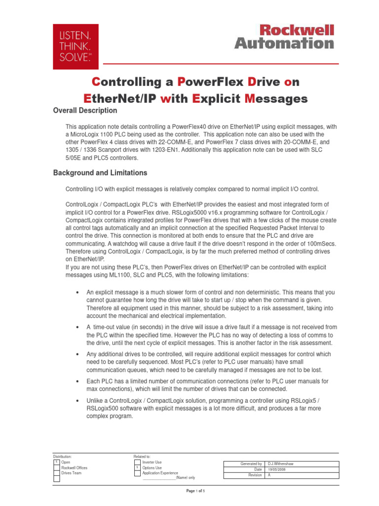Controlling A PowerFlex Drive On EtherNetIP With Explict Messages | PDF | Computing | Computer ...