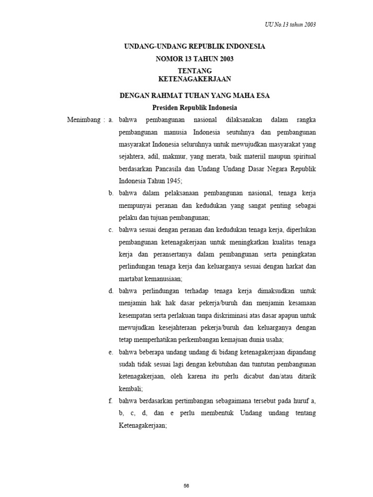 UU No 13 Tahun 2003 | PDF