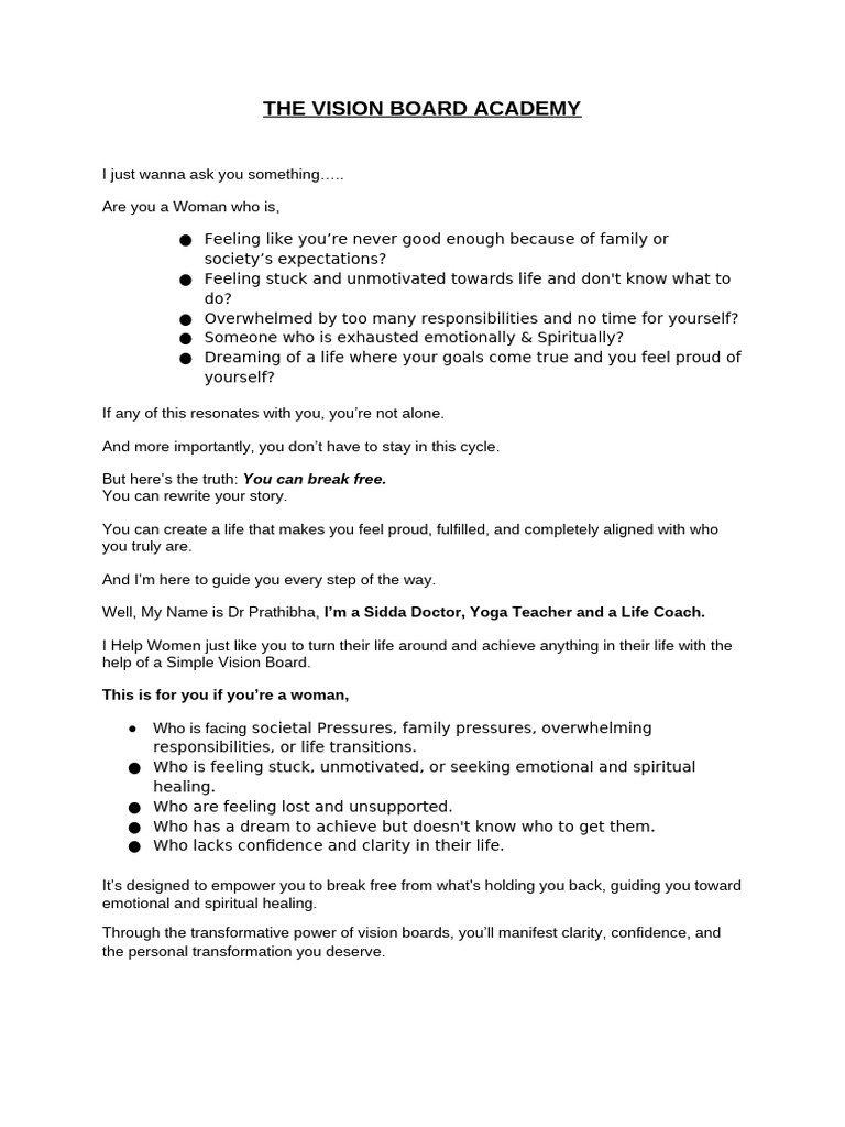 Vision Board Academy - VSL Script (Official) | PDF