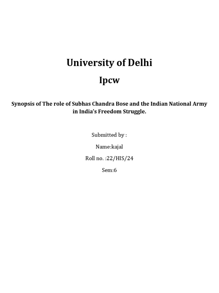 Bose and INA's Impact on India's Freedom | PDF | Indian Independence ...