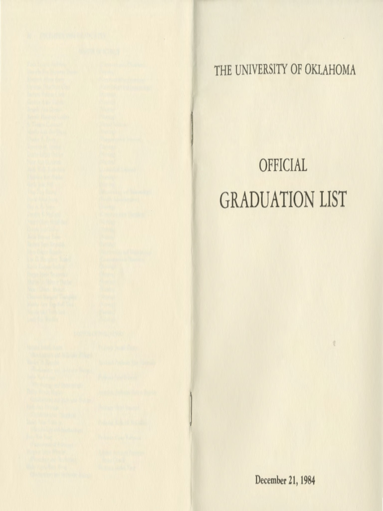 December 1984 Graduation List | PDF