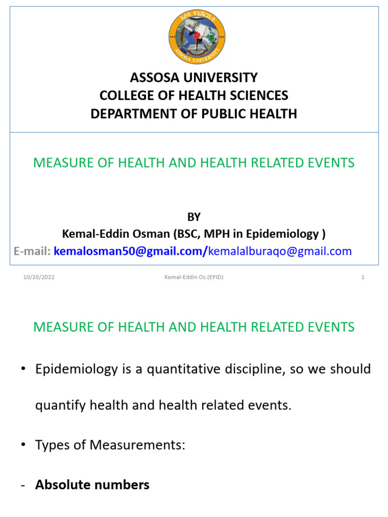 Measure of Health and Health Related Events | PDF | Prevalence ...