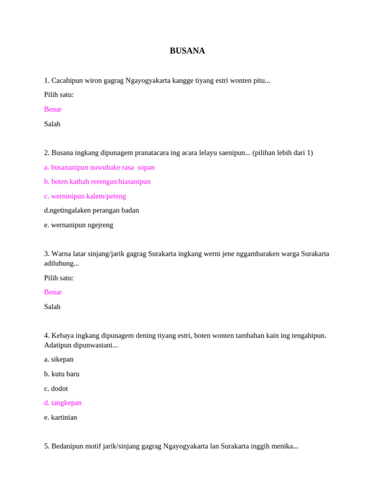 pts bahasa jawa | PDF