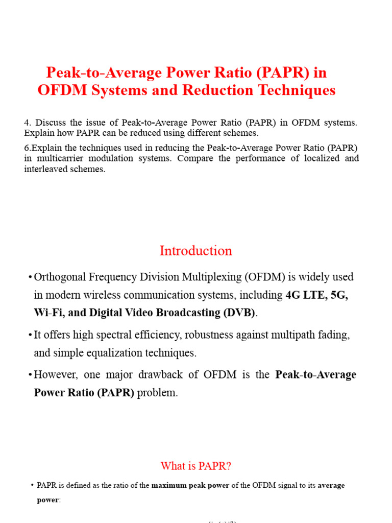 Peak-to-Average Power Ratio (PAPR) in OFDM | PDF | Orthogonal Frequency ...