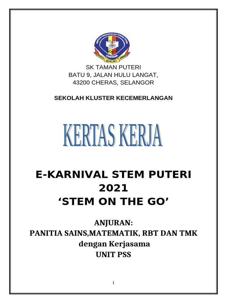 kertas kerja e-karnival stem puteri 2021 | PDF