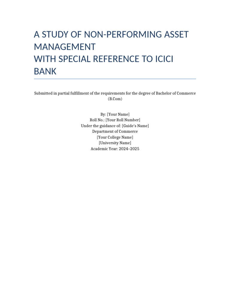 Npa Project Icici Bank | PDF