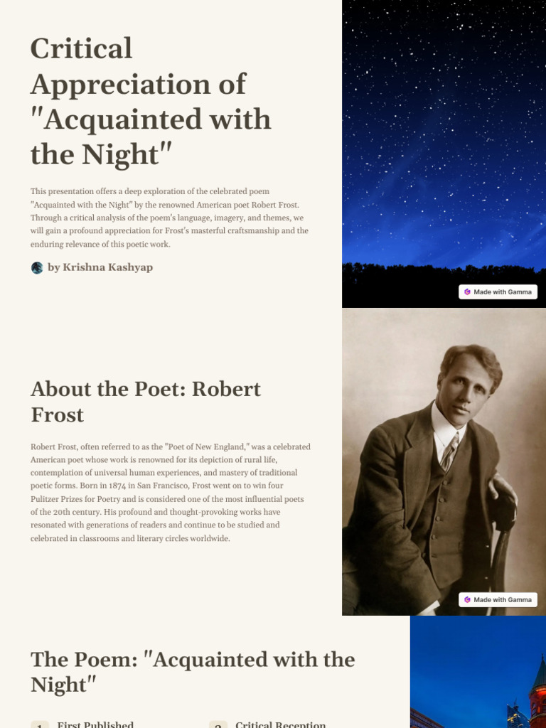 Analysis of Frost's "Acquainted with the Night" | PDF | Poetry