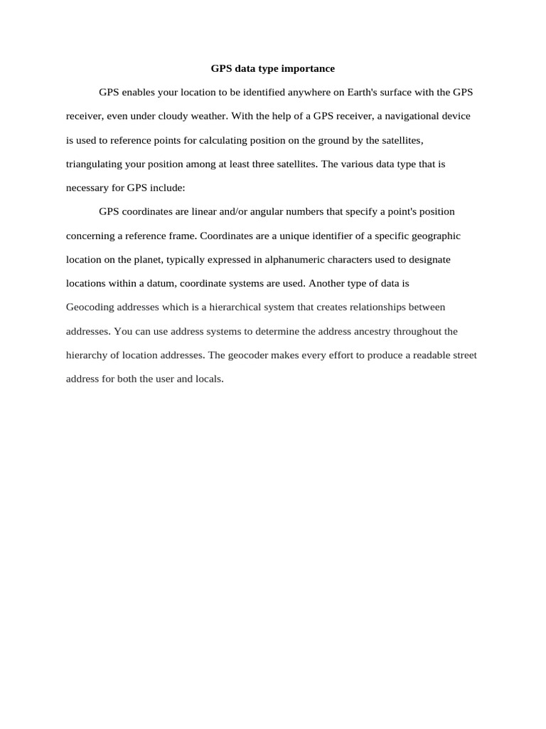 COMP WK5 DQ1 GPS Data Type Importance | PDF