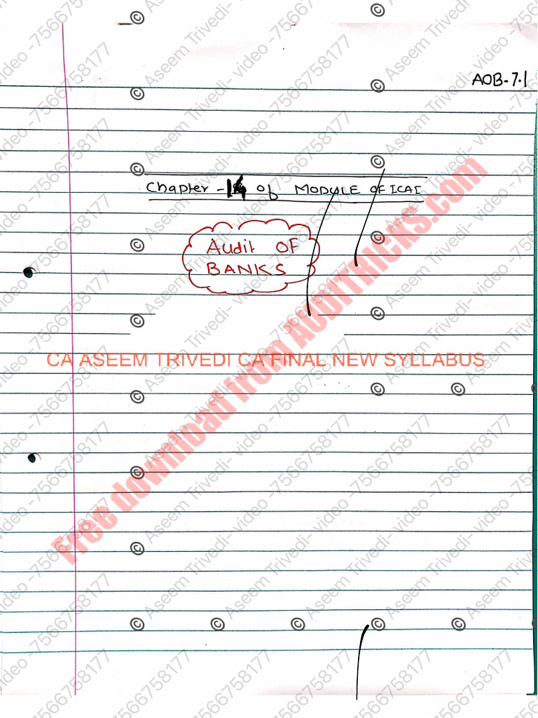 Chapter 14 Bank Audit - Watermark | PDF | Private Sector | Personal Finance