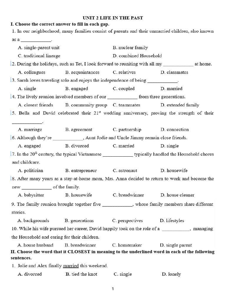 Unit 2 Life in The Past | PDF