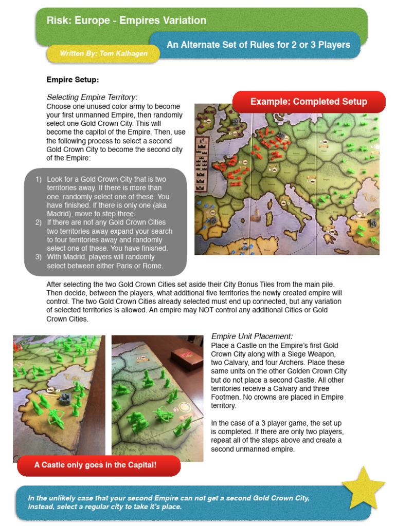 Risk: Europe Empires Setup Rules | PDF | Games Of Mental Skill ...