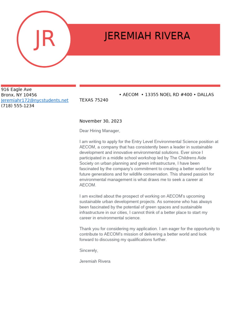 JR Cover Letter | PDF