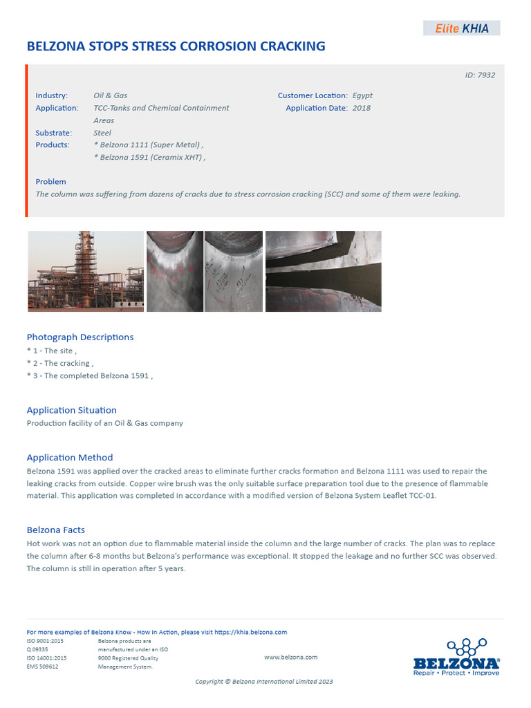 Belzona Stops Stress Corrosion Cracking - 7932 | PDF