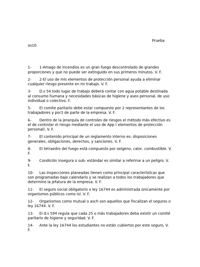Prueba Final OS10: Verdadero o Falso | PDF