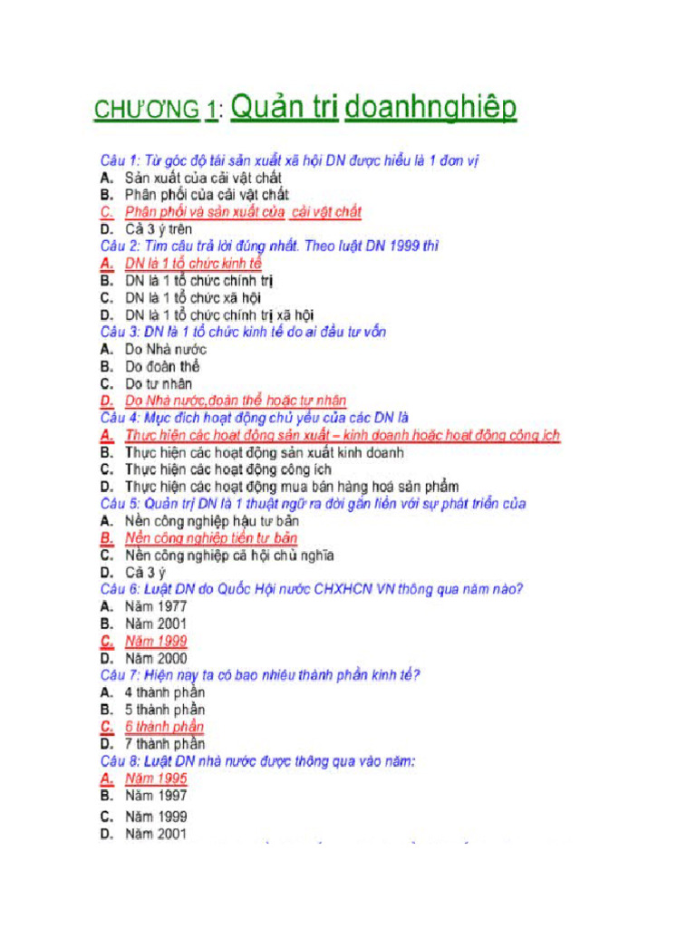 Trắc Nghiệm QTDN | PDF