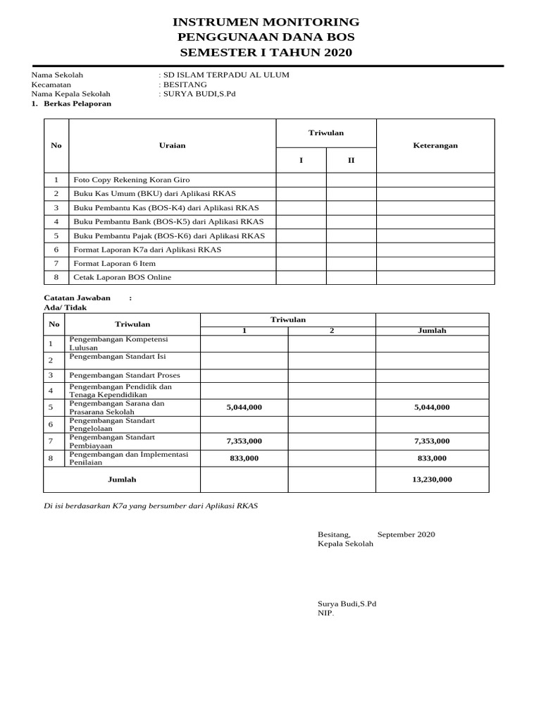 Instrumen Monef 2020 | PDF
