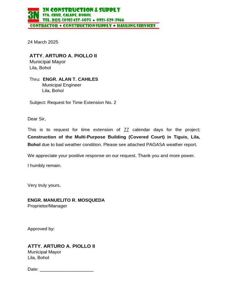 Request For Time Extension #2 - LILA - 81 CD (PAGASA) 2 | PDF