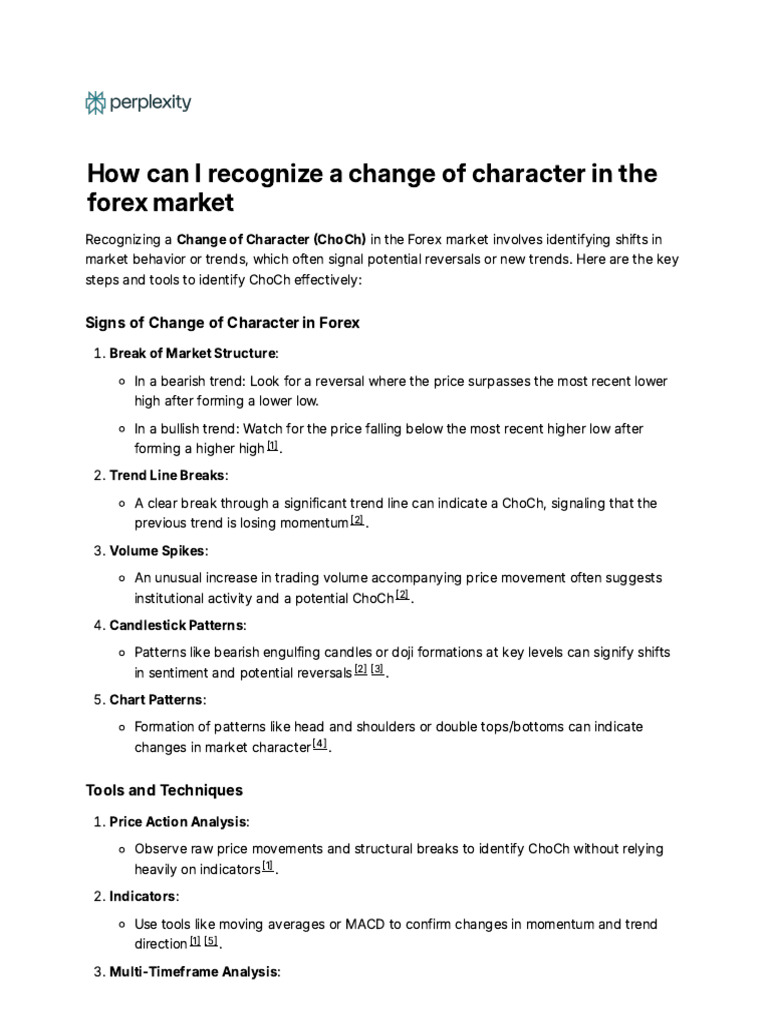 Identifying Change of Character in Forex | PDF | Market Trend | Investing