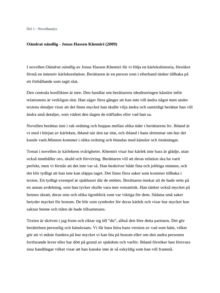 Uppgift - Analys Av Dikt Och Novell (M4) | PDF