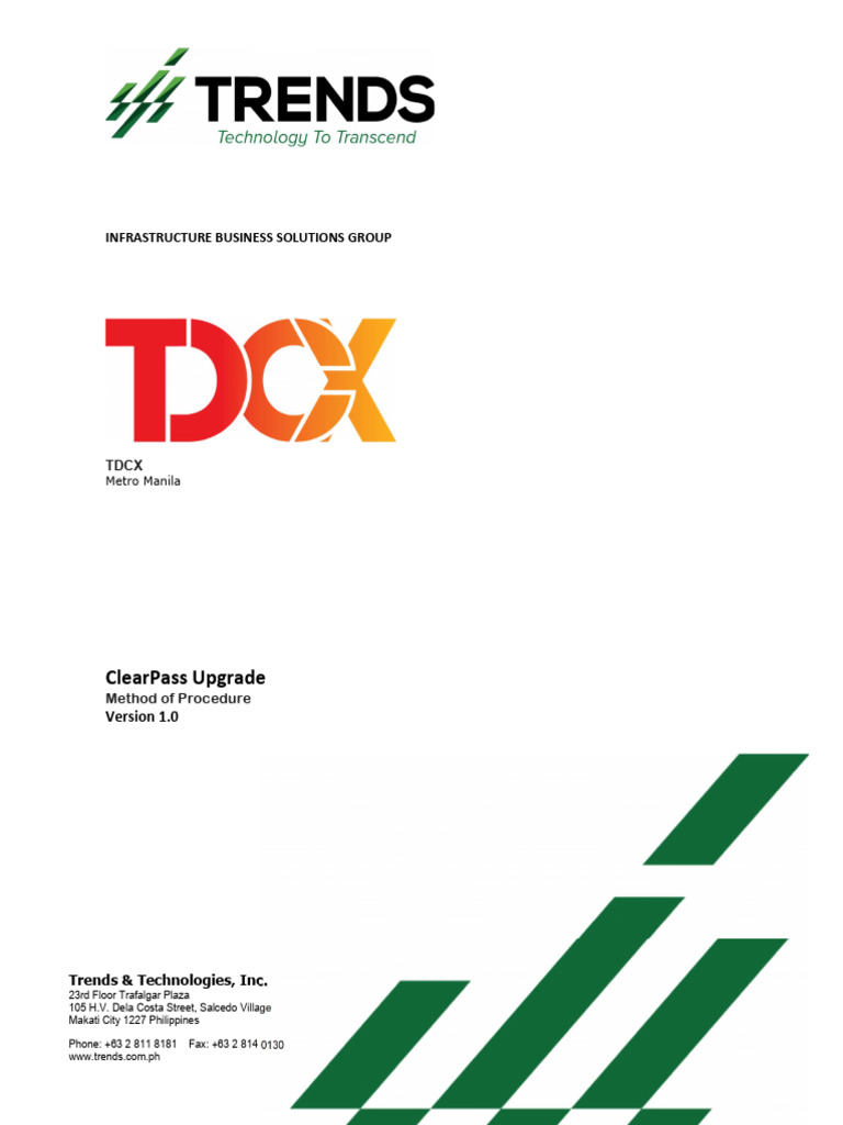 Mop Rev02 SR76641 TDCX Clearpass Upgrade Wlan Manila and Cebu | PDF ...