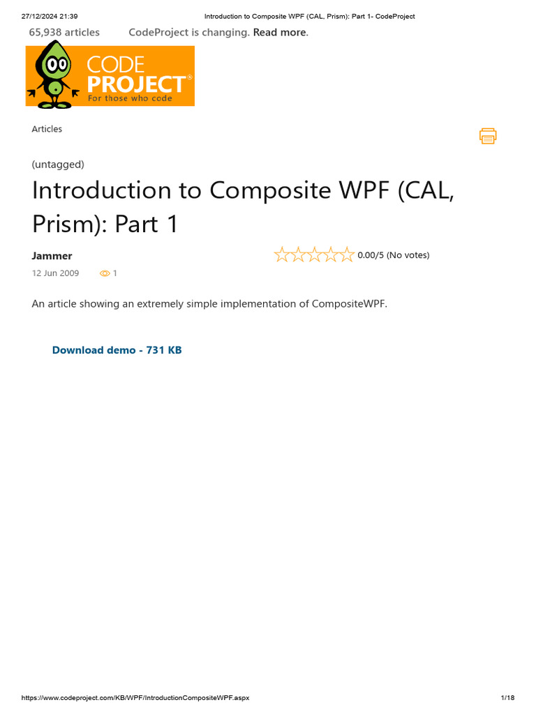 Introduction To Composite WPF (CAL, Prism) - Part 1 - CodeProject | PDF | Class (Computer ...
