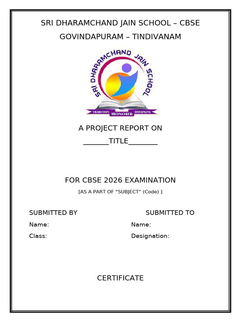 Project Front Page and Certificate | PDF