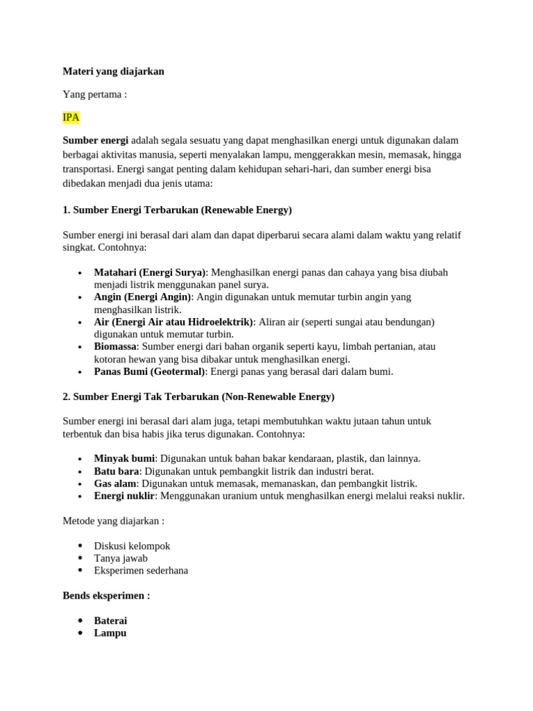 Materi yang diajarkan | PDF