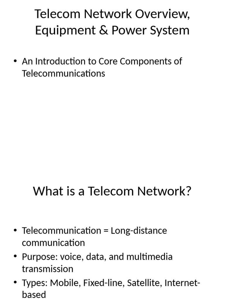Telecom Network Overview Presentation | PDF