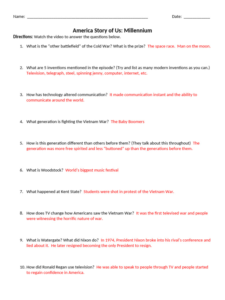 Millennium Questions Key | PDF